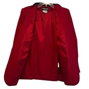 Sag Harbor | Jackets & Coats | Red Wool Blazer Black Velvet Collar ...